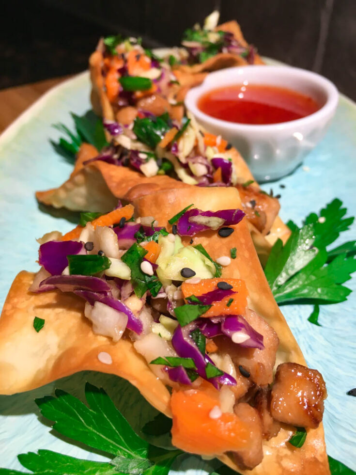 Wonton Tacos Sweet Chili Chicken - Easy - fed by sab