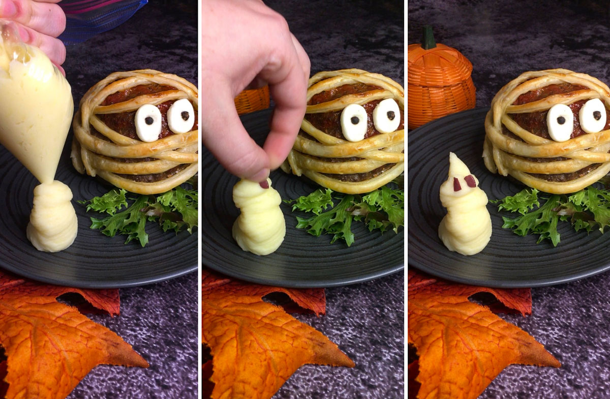 Mummy Meatloaf with Mashed Boo-tatoes - fed by sab