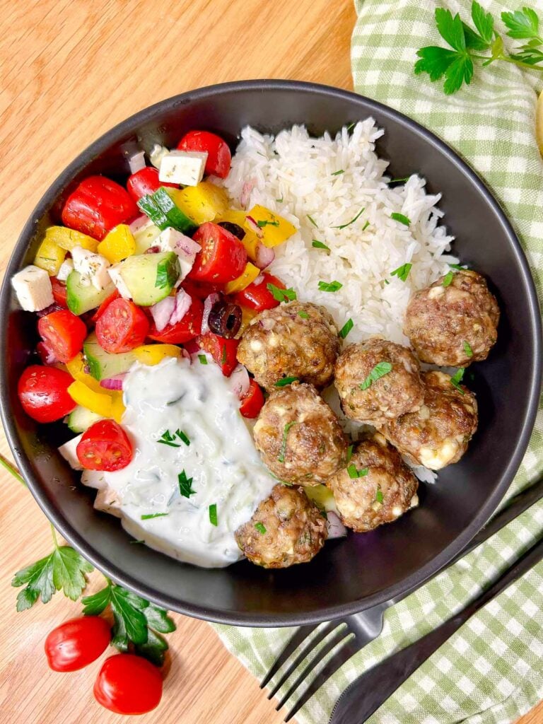 Greek Meatball Bowls - fed by sab