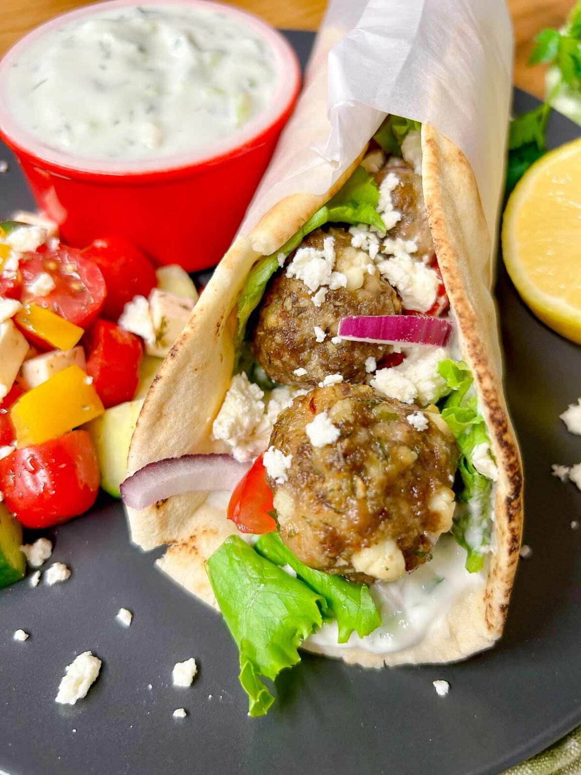 Greek Meatball Pitas - fed by sab