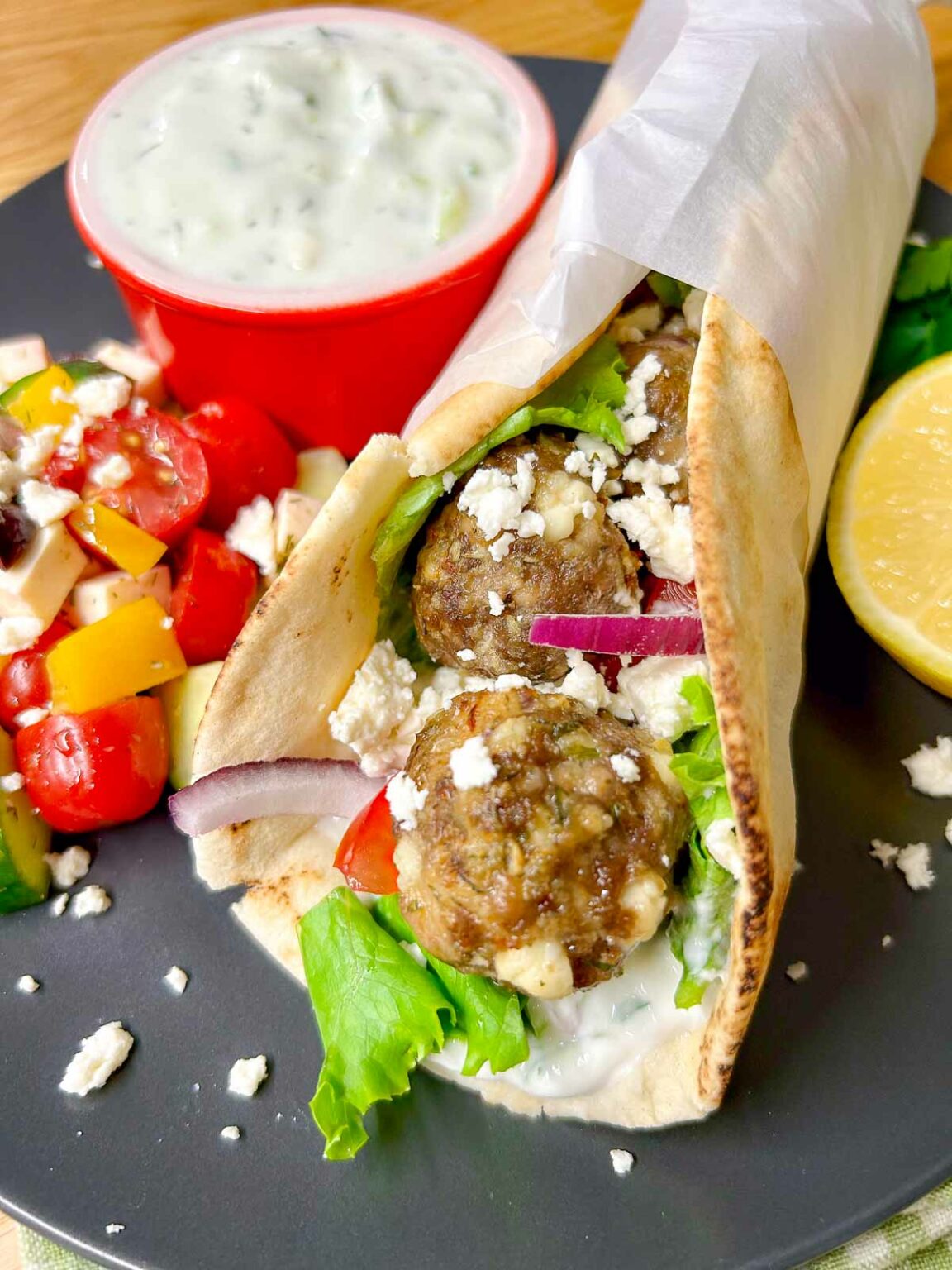 Greek Meatball Pitas - fed by sab